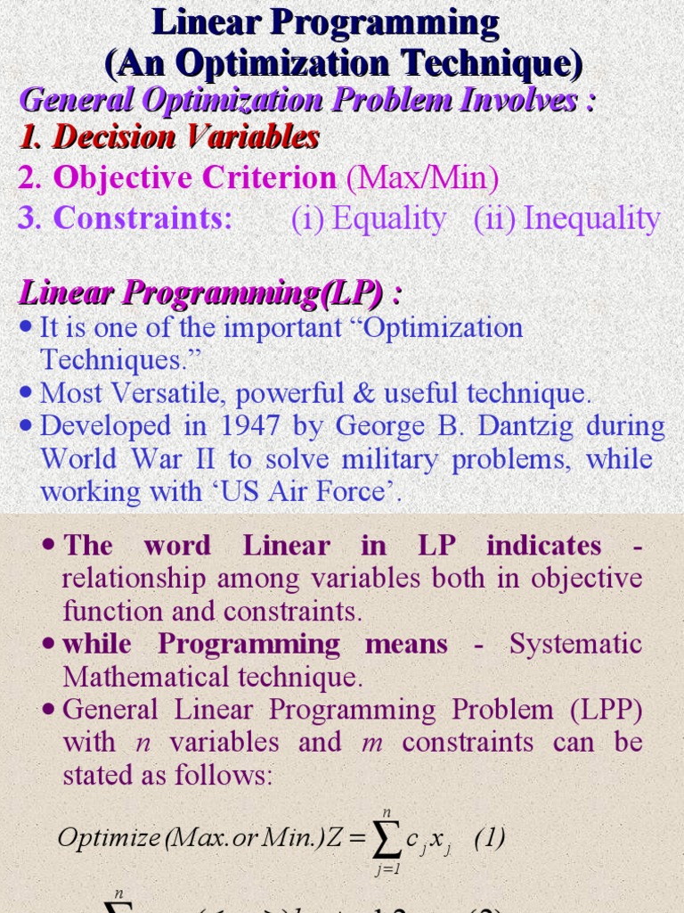 Linear Programming 1 Pdf Mathematical Optimization Linear Programming