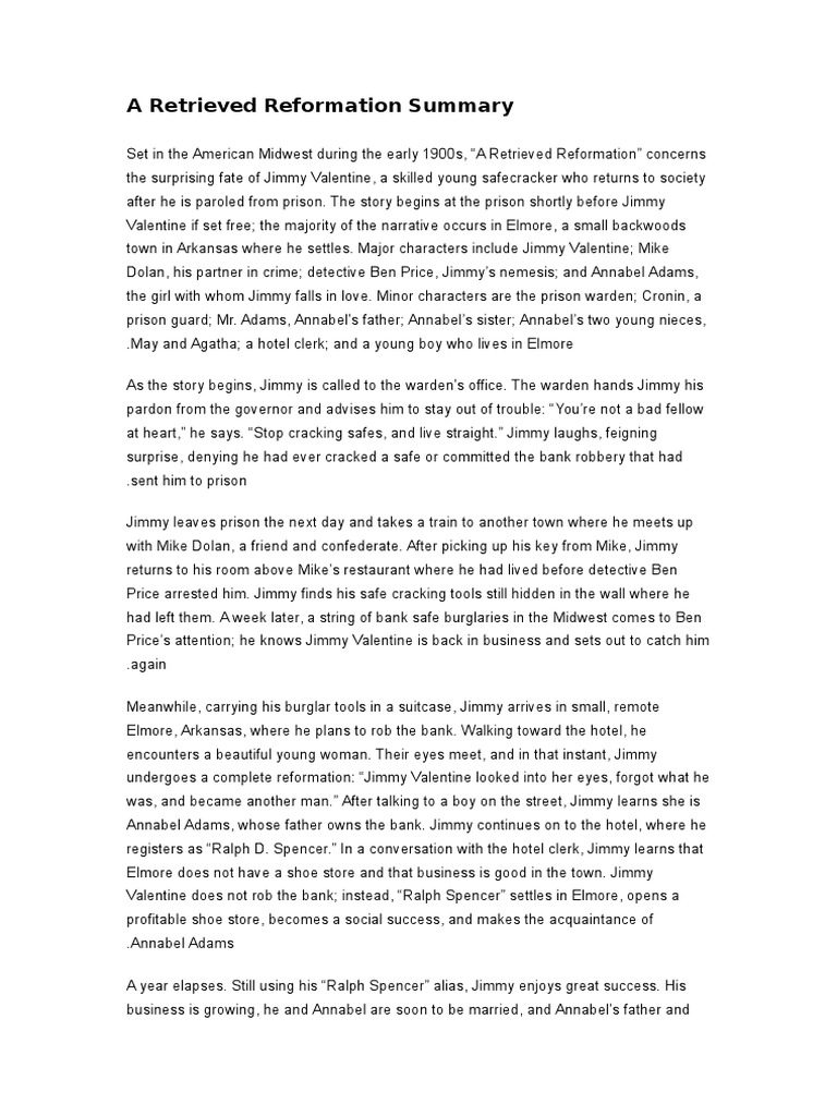 A Retrieved Reformation Summary.docx | O. Henry