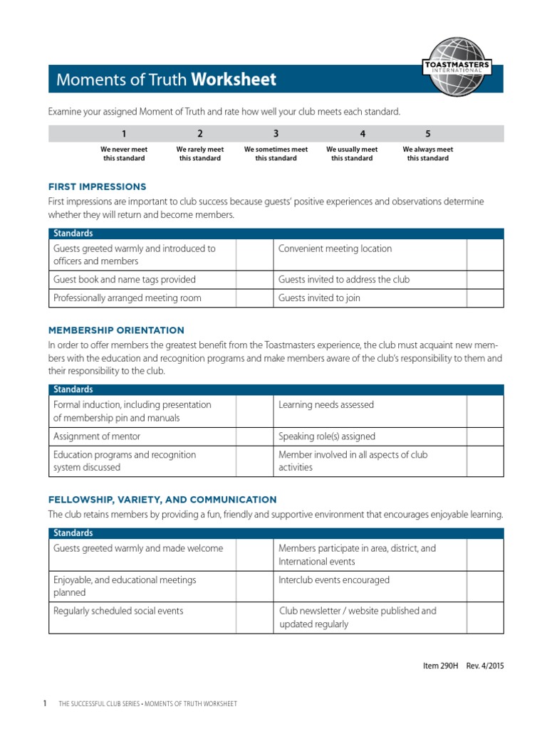 290H Moments of Truth Handout | PDF | Mentorship | Communication