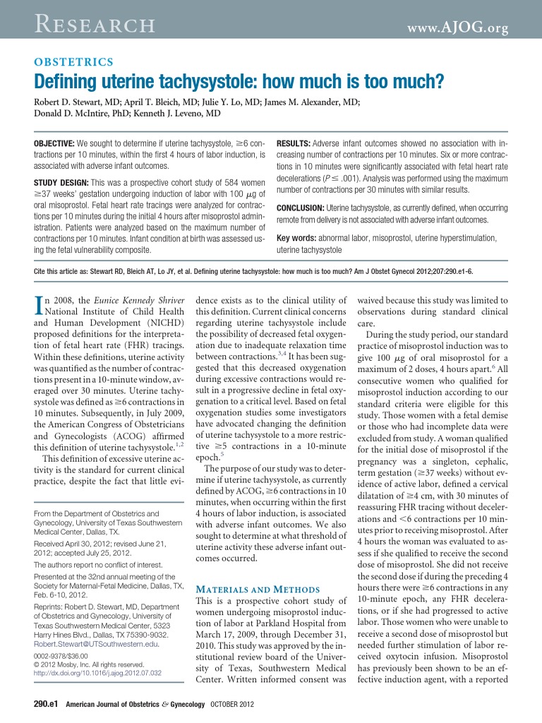 Defining Uterine Tachysystole: How Much Is Too Much?: Obstetrics | PDF ...