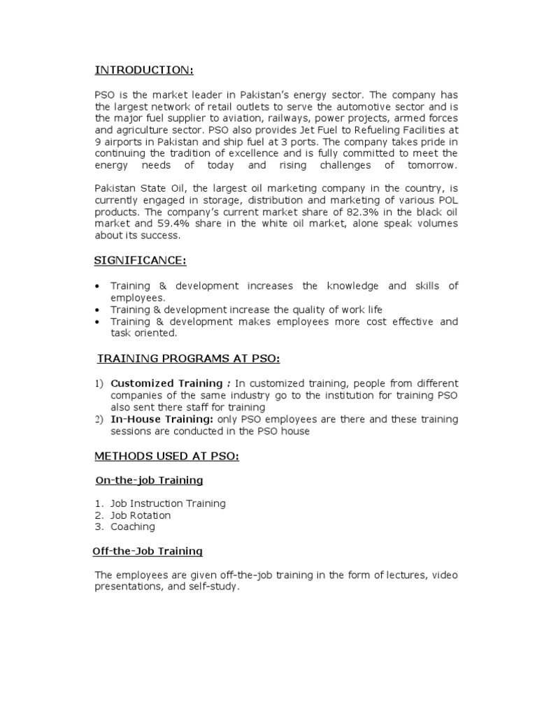 PRESENTATION: Training and Development at PSO | PDF | Employment | Business