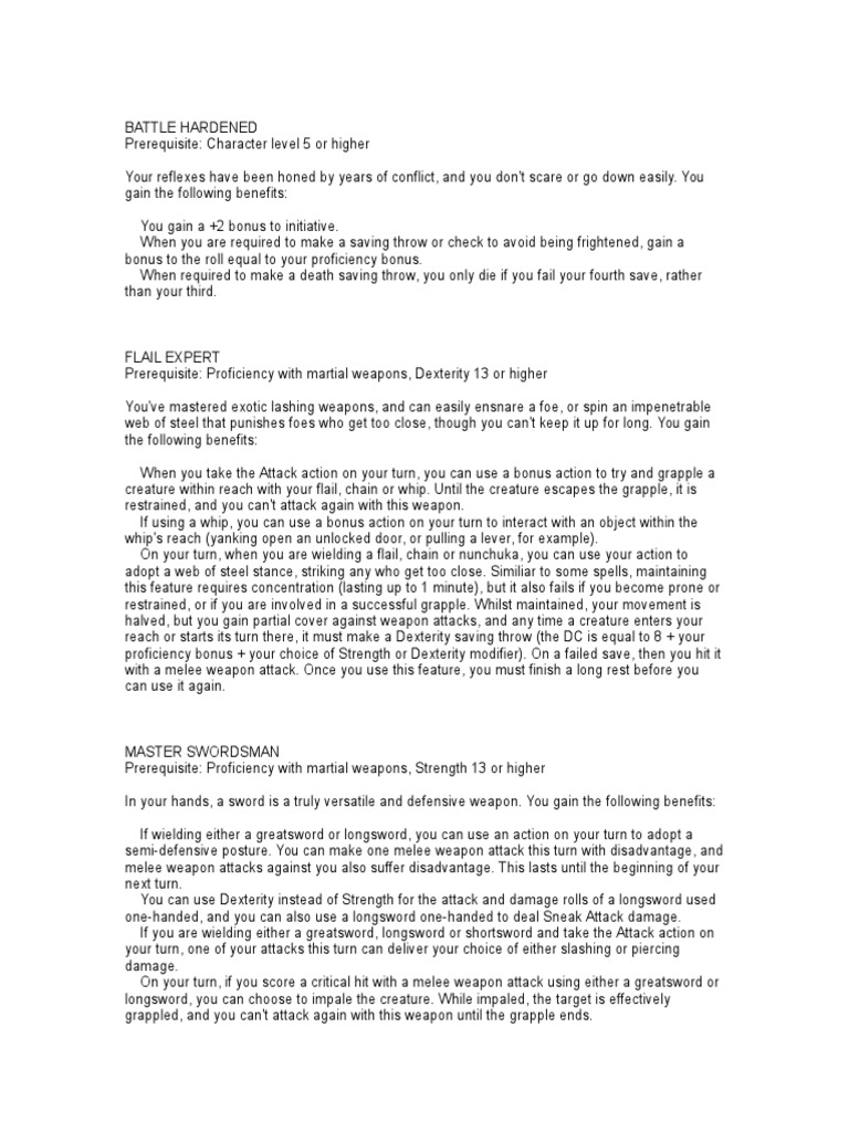 D&D 5E Feats: Combat Mastery Options | PDF | Melee Weapons | Unrest
