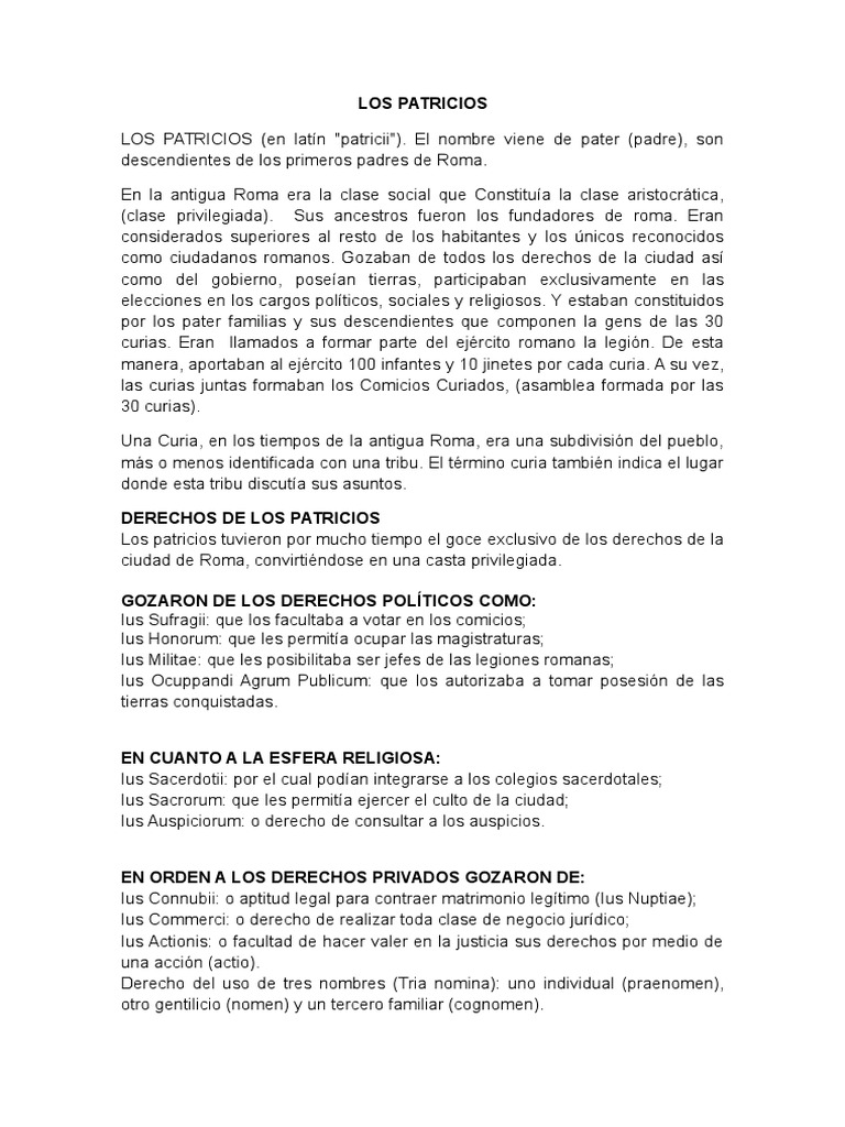 Los Patricios en la Antigua Roma | PDF | Roma antigua | Edad de Hierro ...