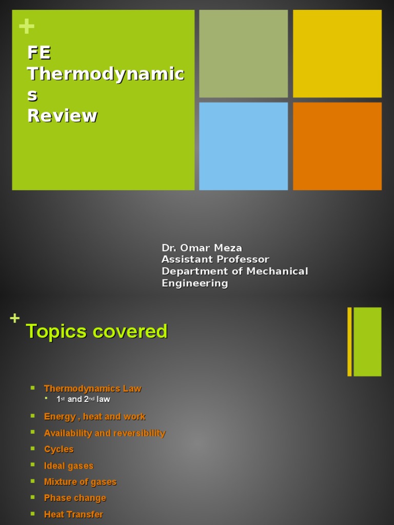 Fundamentals Exam Review - Thermodynamics | PDF | Heat | Thermodynamics