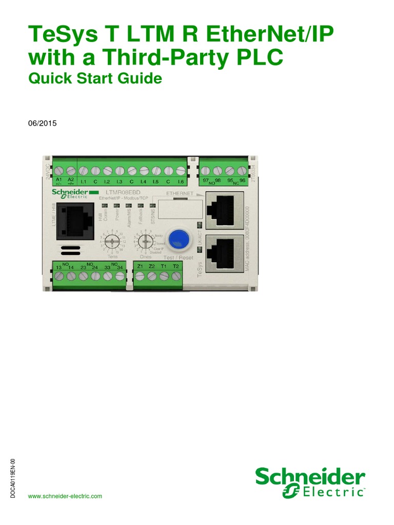 Tesys T LTM R Ethernet/Ip With A Third-Party PLC: Quick Start Guide ...