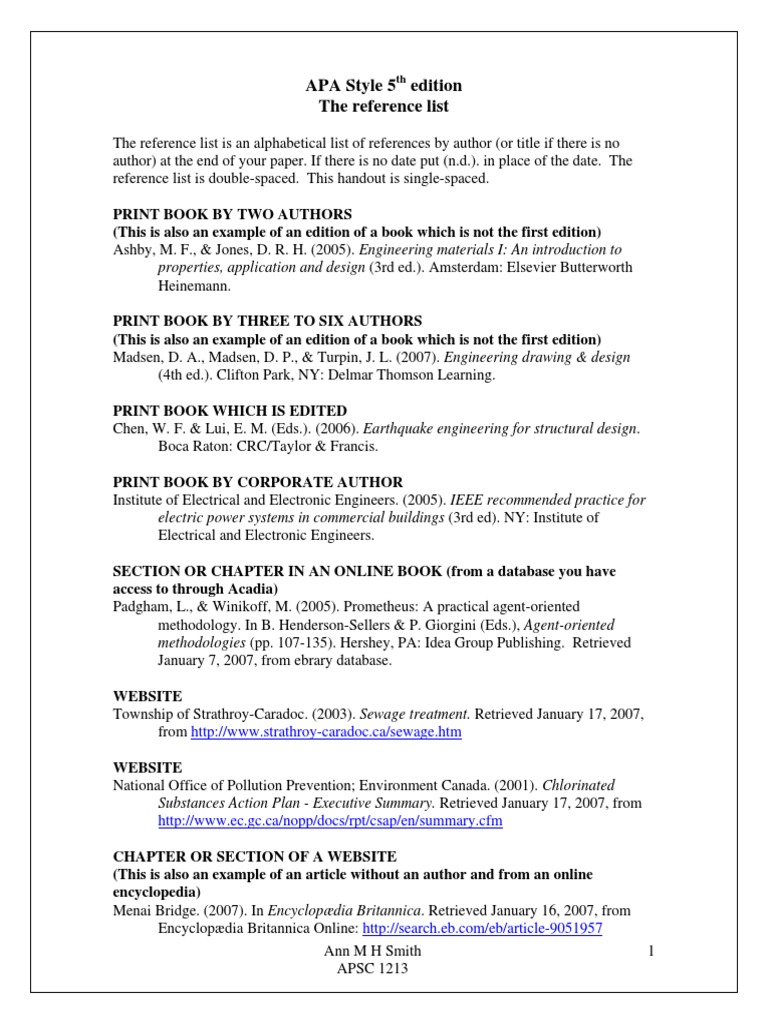 APA Style 5 Edition The Reference List | PDF | Bracket | Monsanto