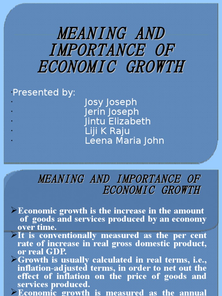 Meaning and Importance of Economic Growth | Download Free PDF | Exports ...