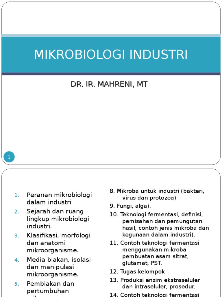 Mikrobiologi Industri - 1.mikrobiologi Industri (Pengantr) 1 | PDF