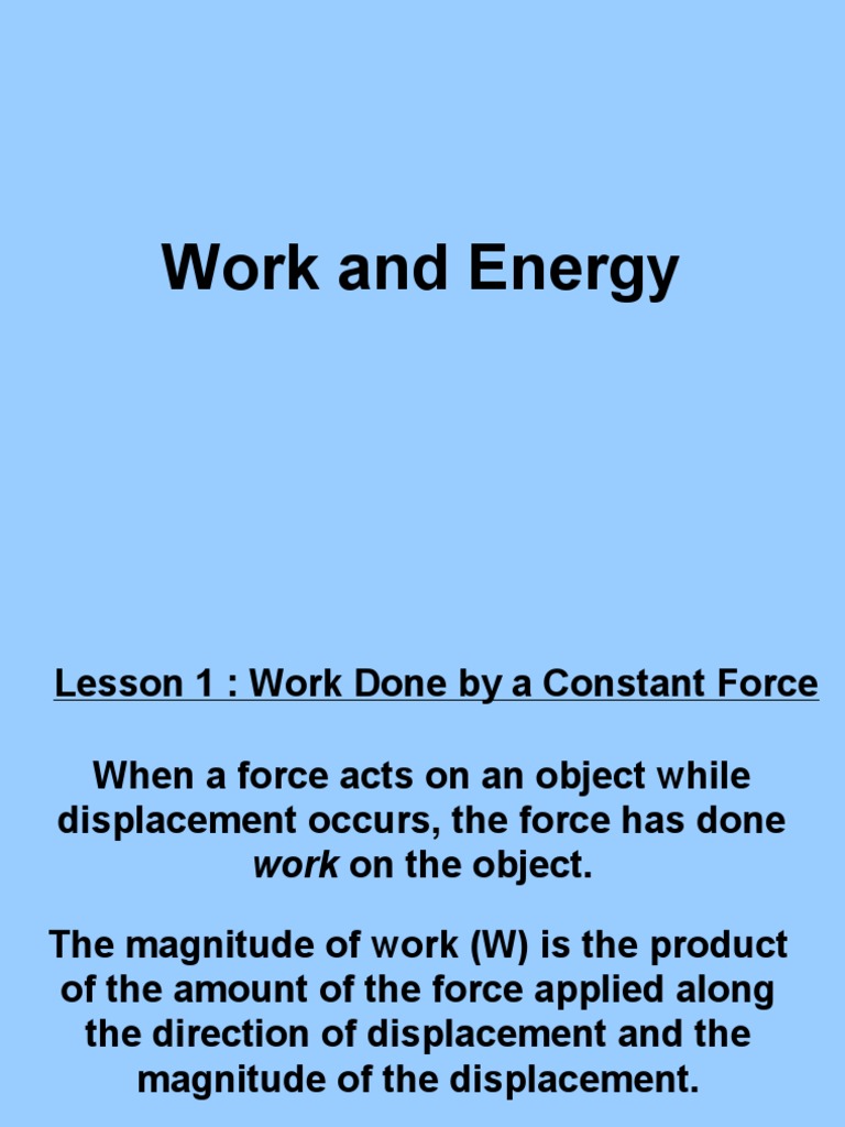 Work and Energy | PDF | Force | Friction