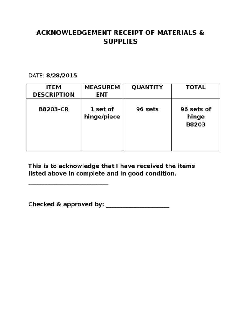 Acknowledgement Receipt | PDF