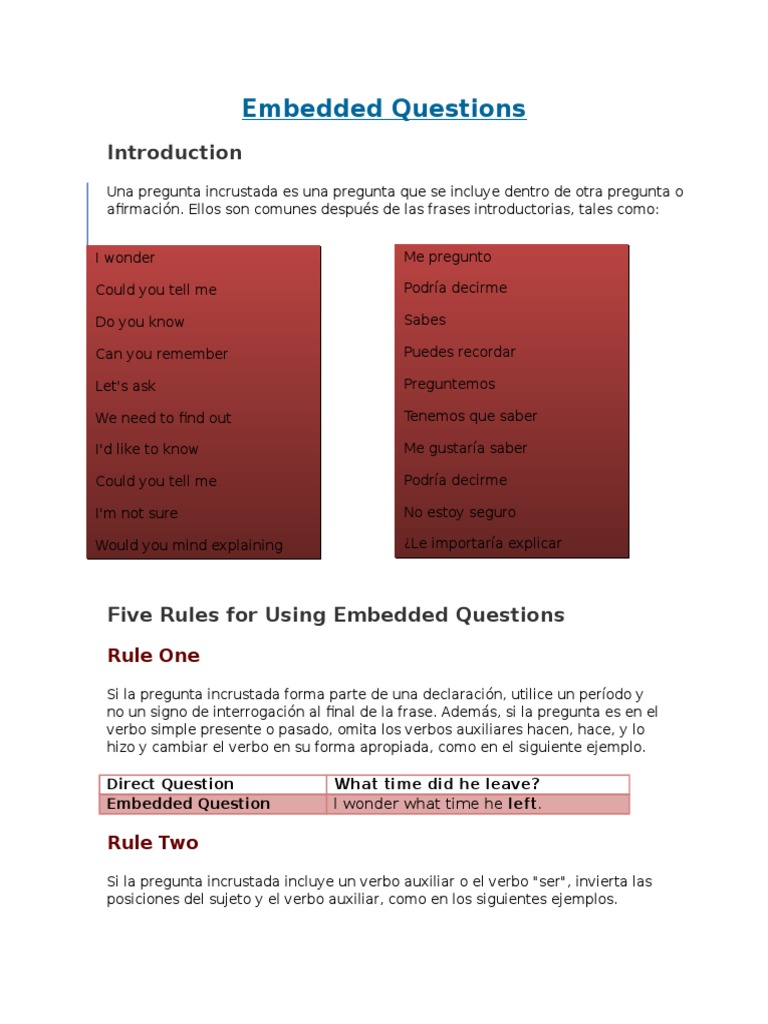 Embedded Questions | PDF