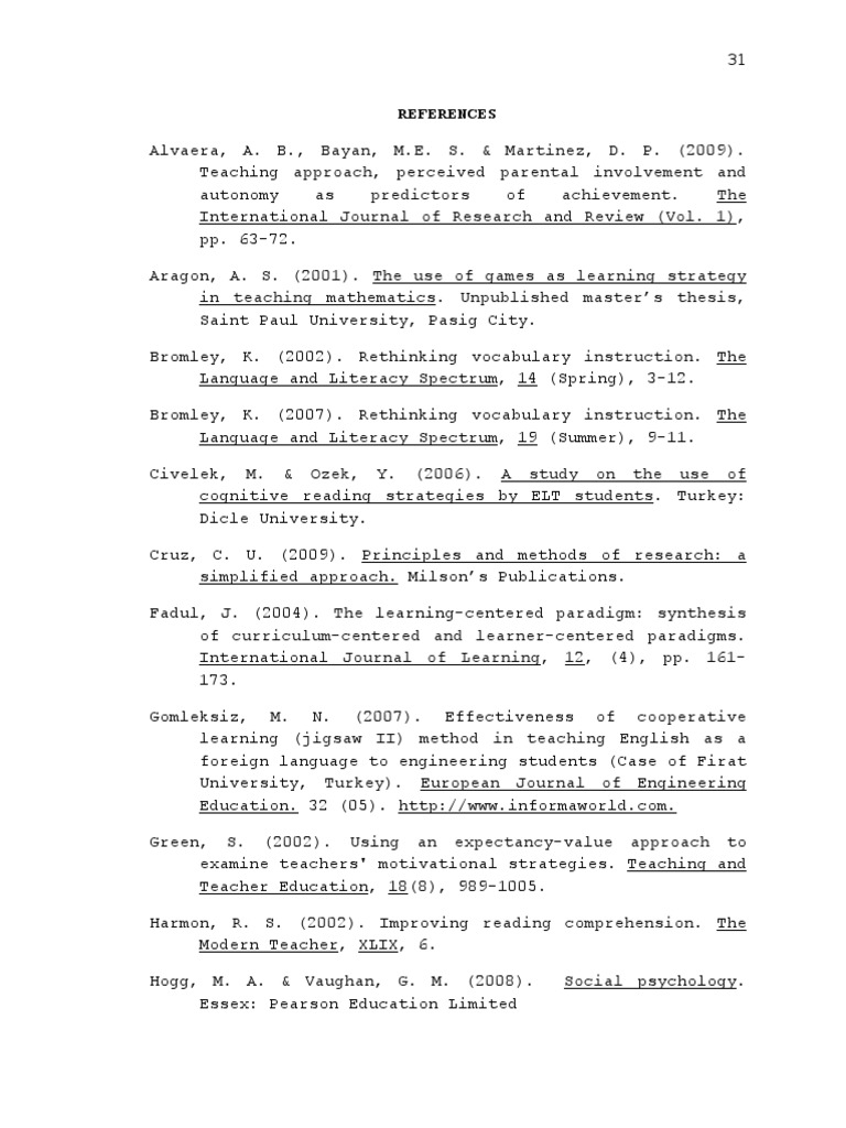 References | PDF | Reading Comprehension | Reading (Process)