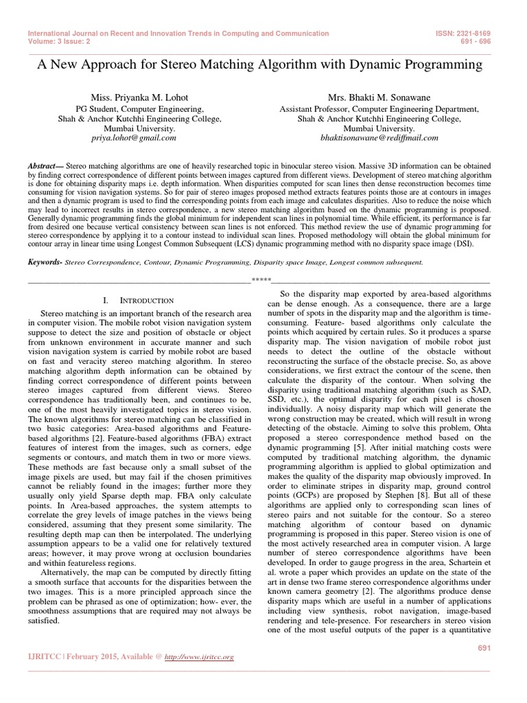 A New Approach For Stereo Matching Algorithm With Dynamic Programming ... A New Approach For Stereo Matching Algorithm With Dynamic Programming ...