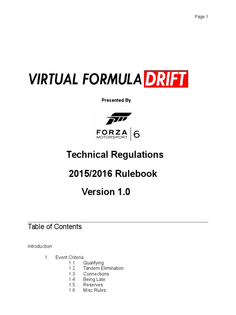 Virtual Formula Drift 2015/2016 Official Rulebook | PDF | Motorsport ...