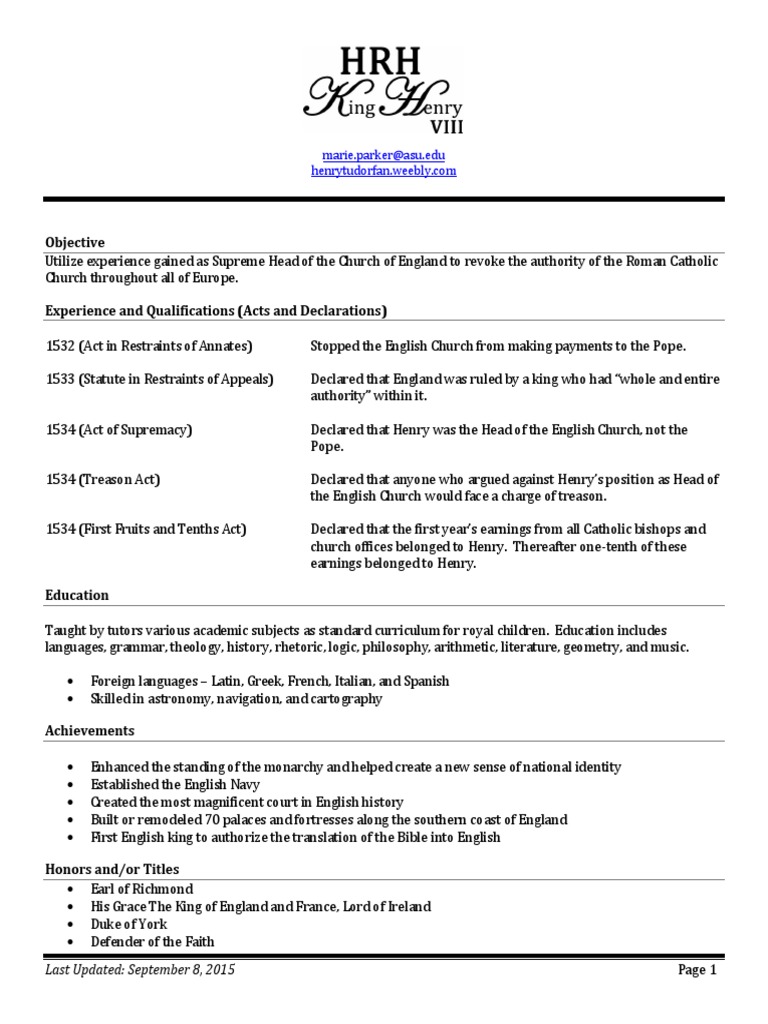 Resume Henry VIII | PDF