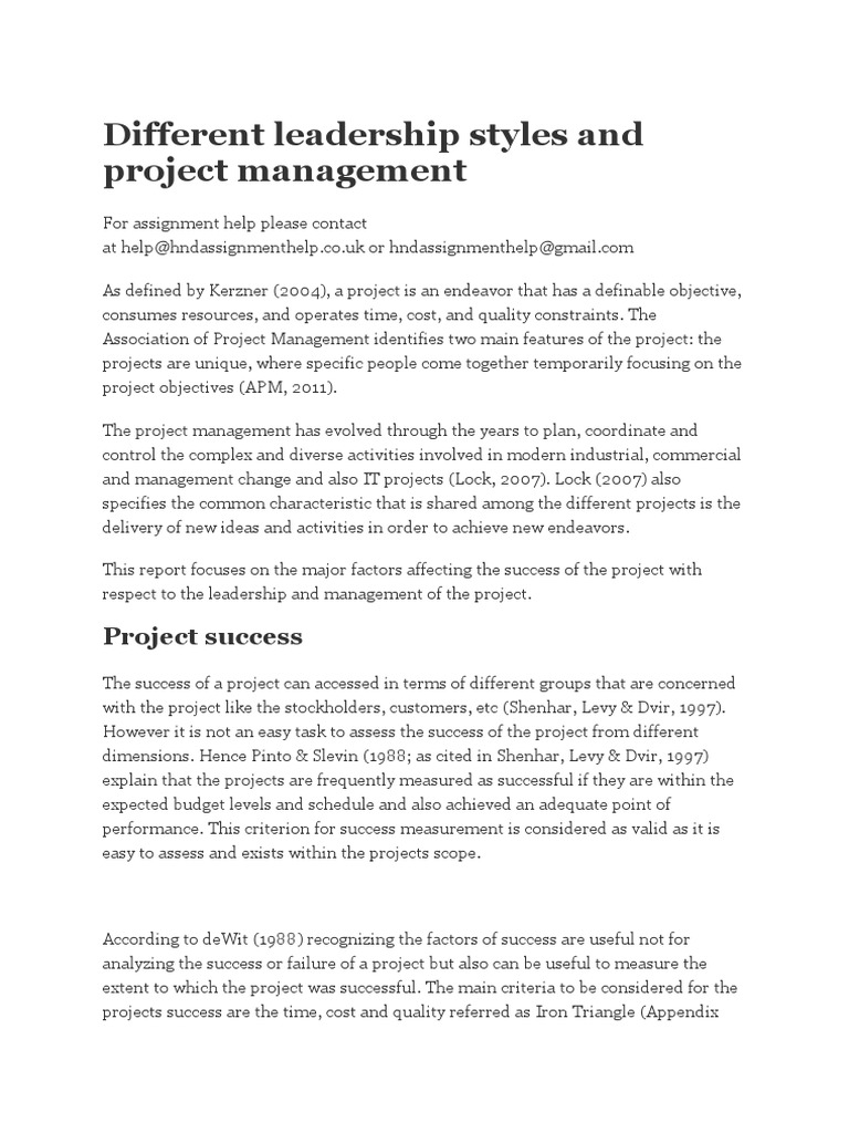 Different Leadership Styles and Project Management | Project Management ...