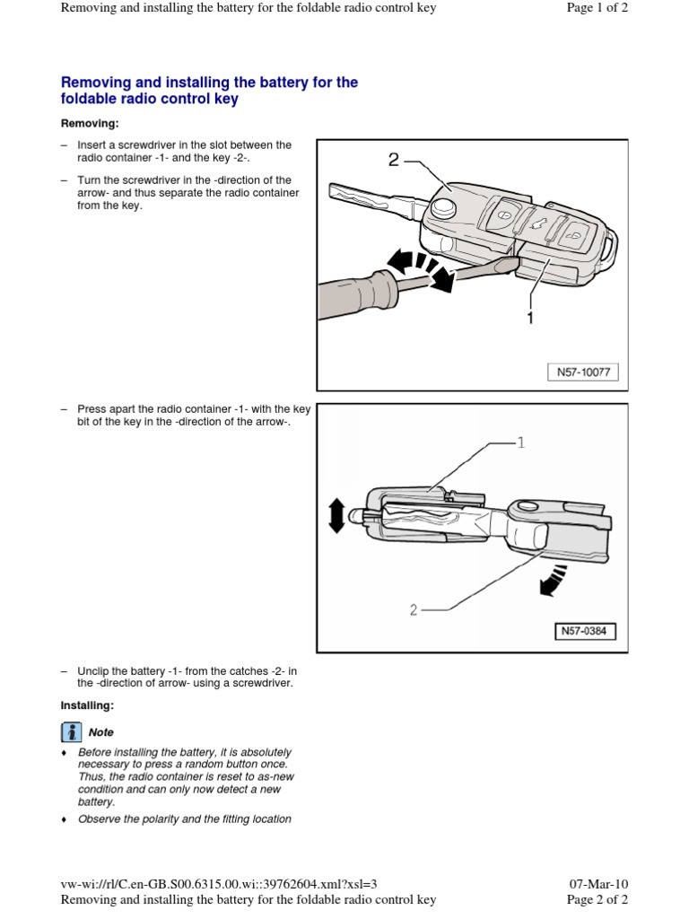 Battery Replacement for Foldable Key | PDF