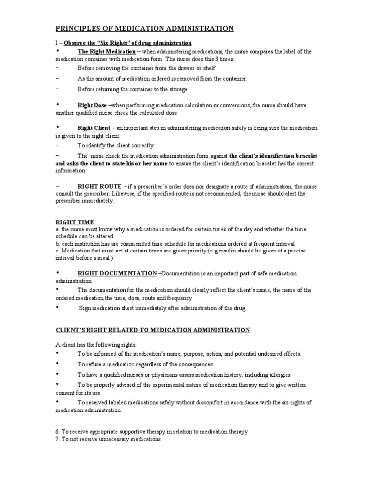 Principles of Medication Administration | PDF | Intravenous Therapy ...