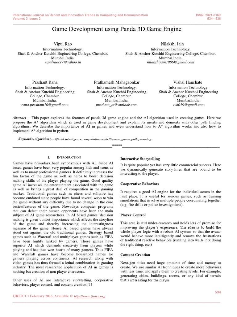 Game Development Using Panda 3D Game Engine | PDF | Areas Of Computer ...