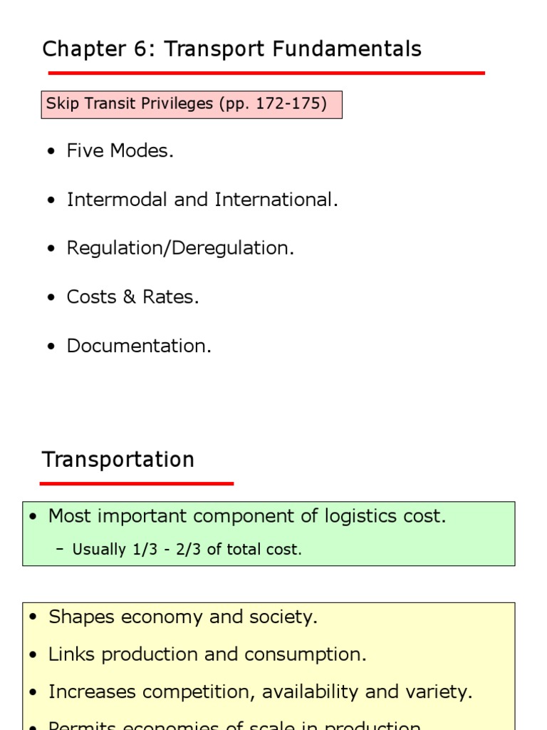 Chapter 6: Transport Fundamentals | PDF | Containerization | Shipping