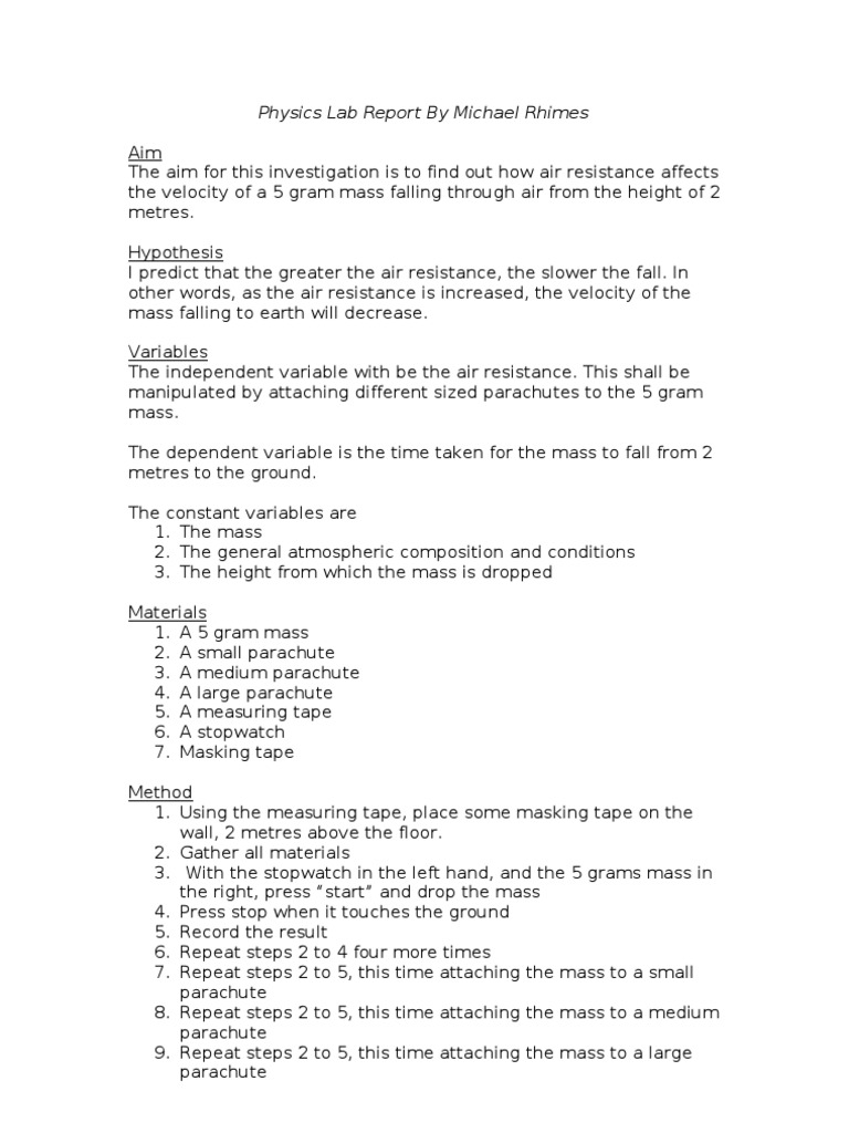 Physics Lab Report | PDF