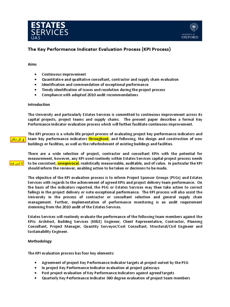 KPI Process Guidance Note | PDF | Performance Indicator | Architect