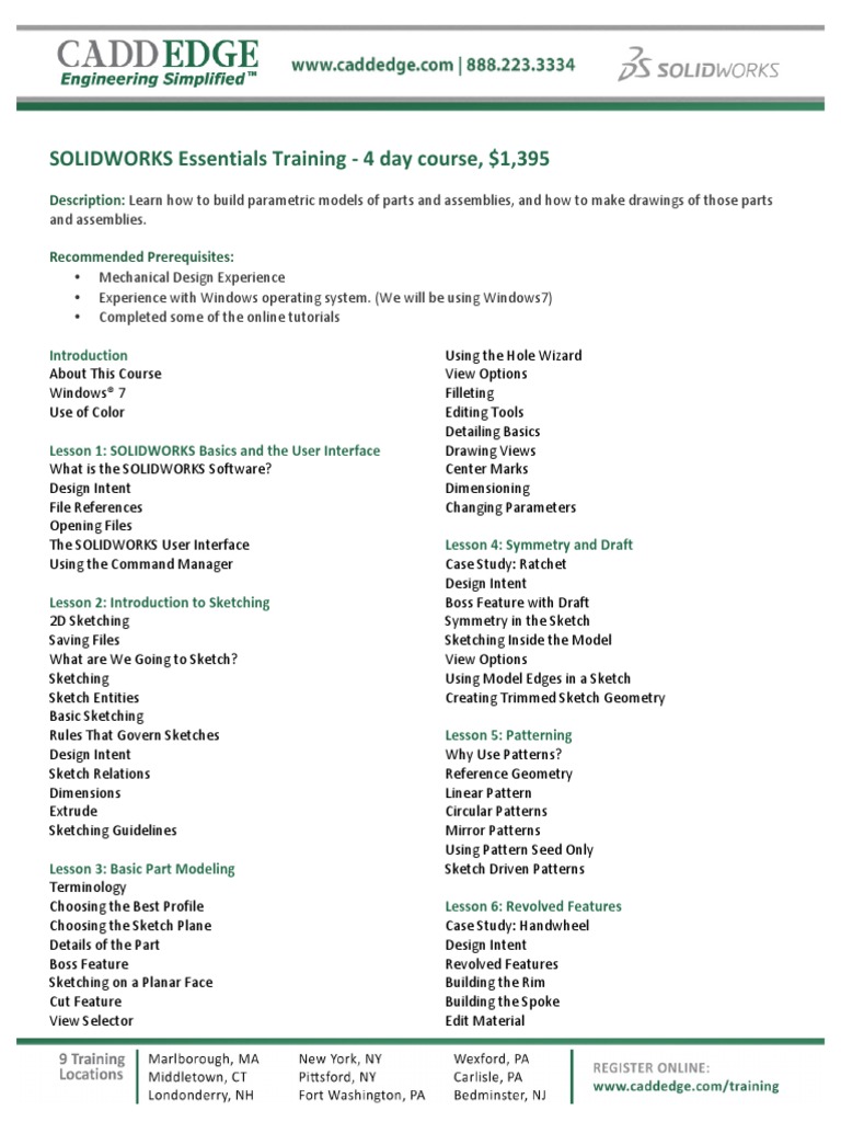 Course Description Solidworks Essentials PDF | PDF | Software | Areas ...