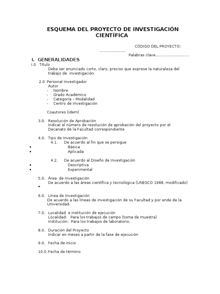 Esquema Del Proyecto | PDF