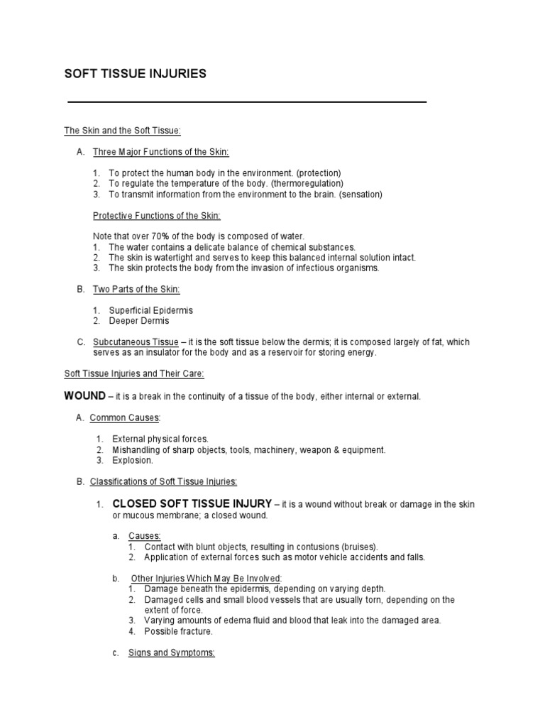 Soft Tissue Injury Management Guide | PDF | Wound | Burn