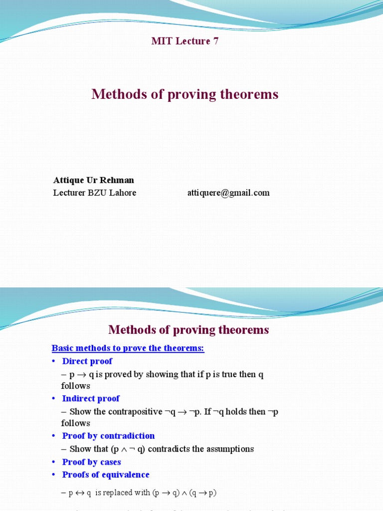Methods of Proving Theorems | PDF | Mathematical Proof | Logical Consequence