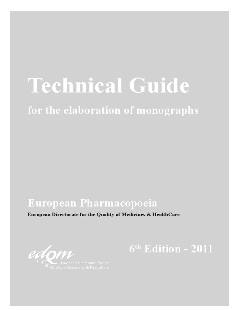 Technical Guide For The Elaboration of Monographs EDQM | PDF | Chemical ...