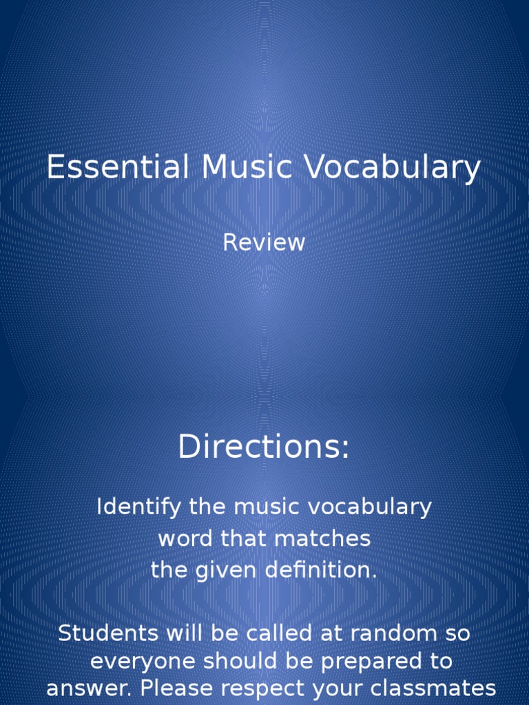 Essential Music Vocabulary Review | PDF | Rhythm | Melody