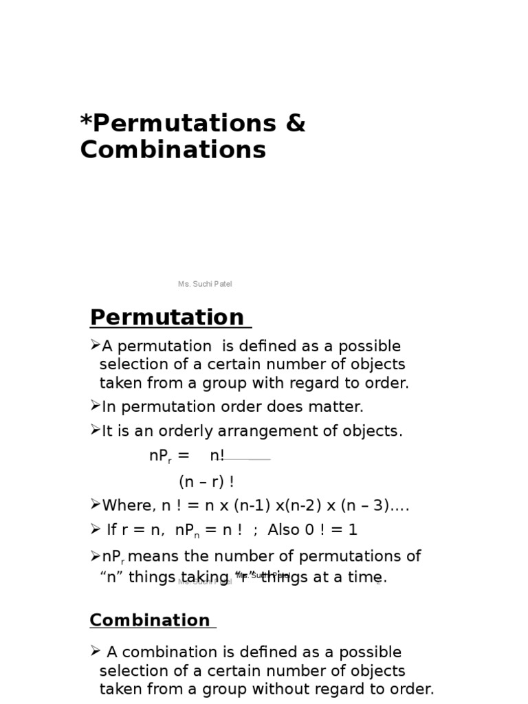 Permutation & Combination | PDF | Permutation | Leisure