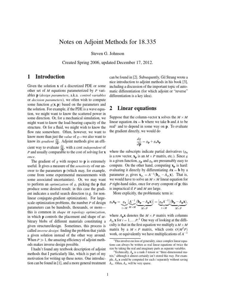 Notes On Adjoint Methods MIT | PDF | Eigenvalues And Eigenvectors ...