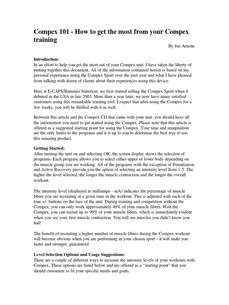 Compex Tips | PDF | Physical Exercise | Muscle Contraction