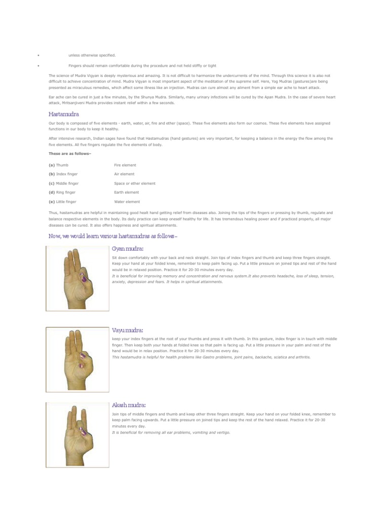 Mudras | PDF | Finger | Hand