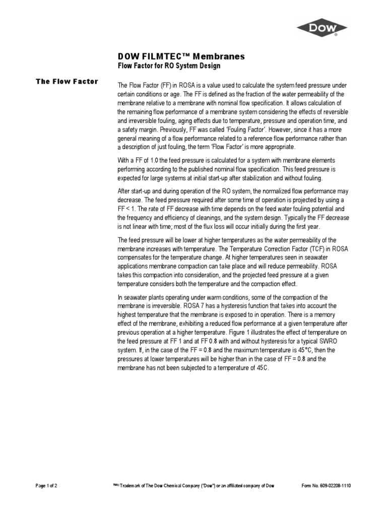 Flow Factor | Download Free PDF | Membrane | Chemical Engineering
