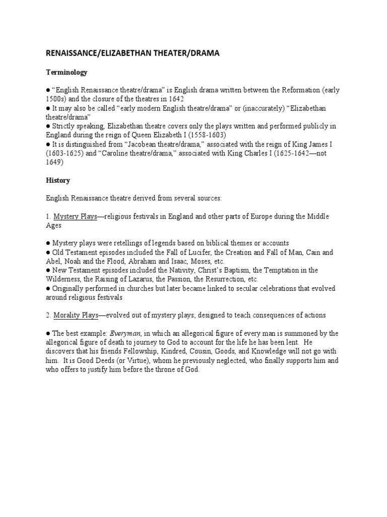 Renaissance Theatre: Plays, Playwrights & Playhouses | PDF | English ...