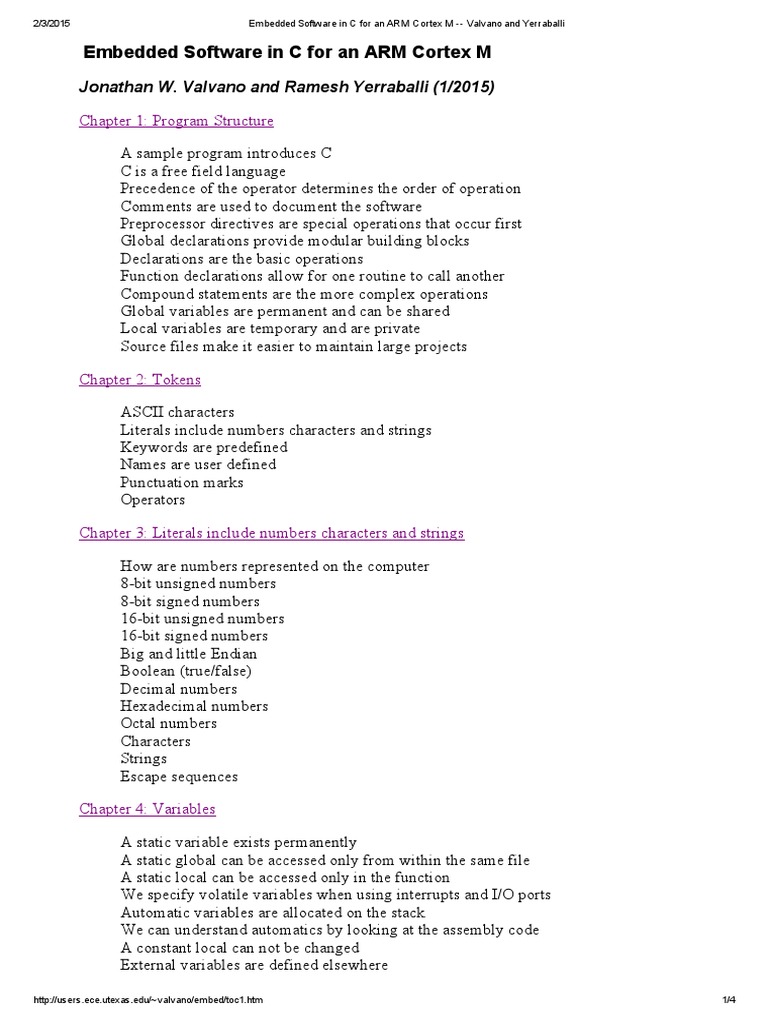 Embedded Software In C For Arm Cortex M Pdf Subroutine C Programming Language