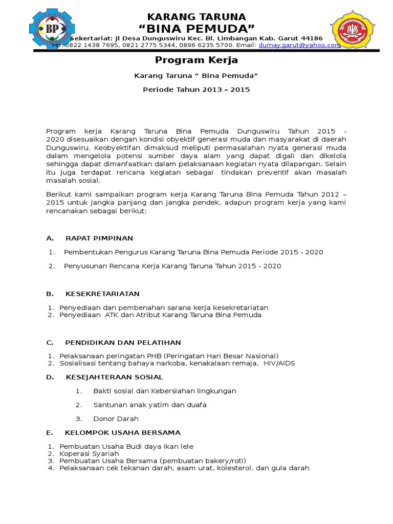 Rencana Kerja KTBP | PDF