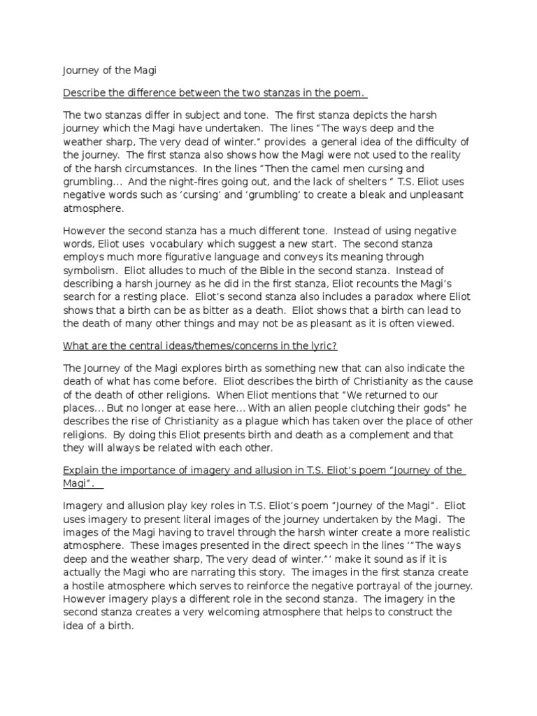 Journey of the Magi | T. S. Eliot | Poetry