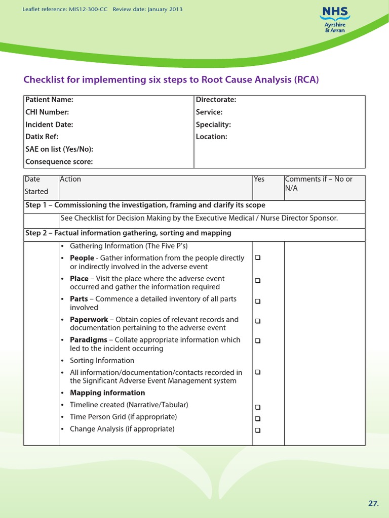 6 Step RCA Checkrca | PDF | Cognition | Business