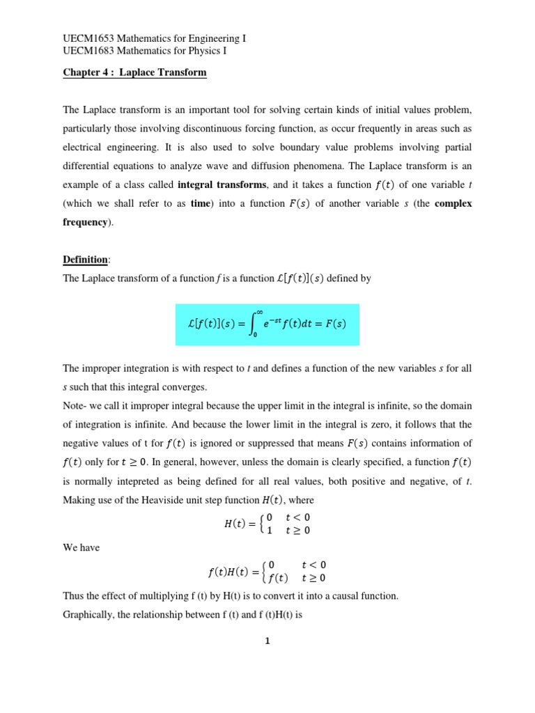 Chap 4 - Laplace Transform | PDF | Laplace Transform | Mathematical Analysis