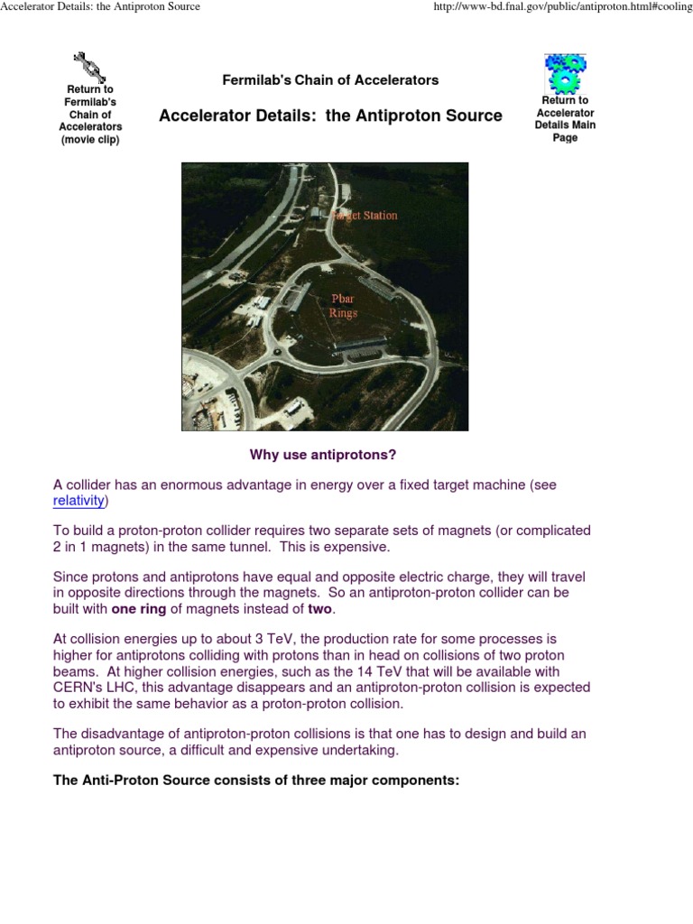 Accelerator Details - The Anti Proton Source | PDF | Particle ...