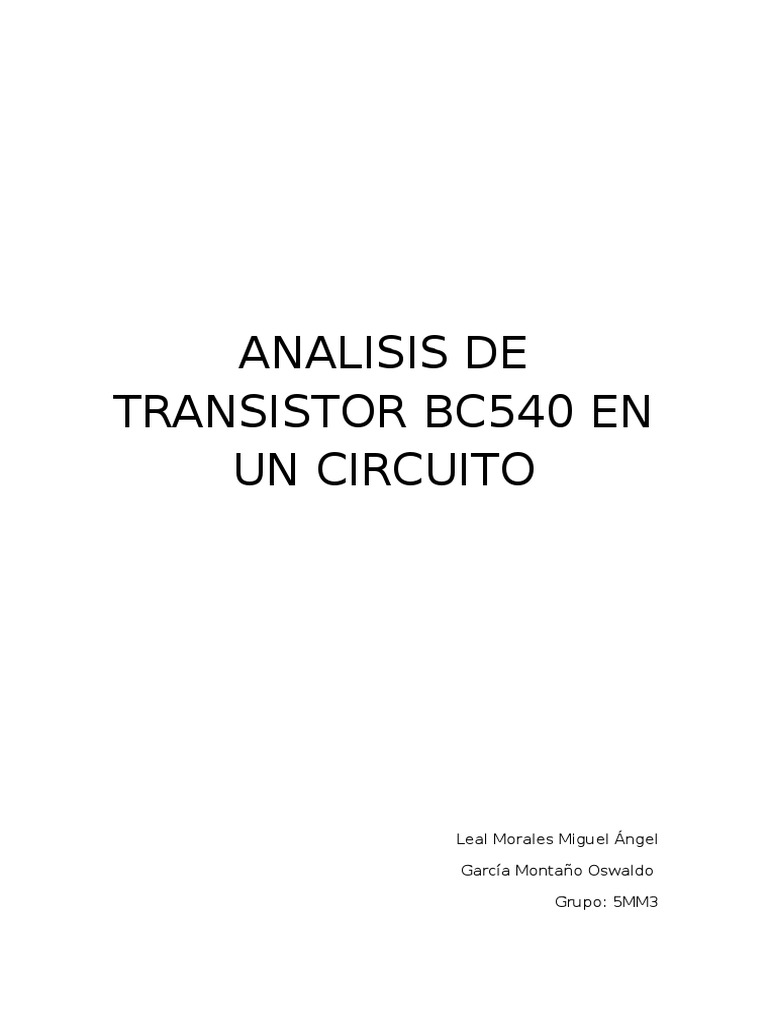 Analisis de Transistor Bc540 en Un Circuito | PDF | Tecnología