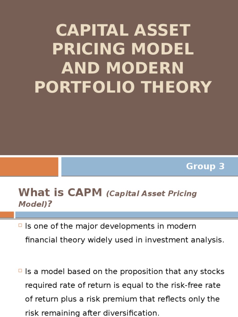 CAPM and Modern Portfolio Theory Explained | PDF | Capital Asset ...
