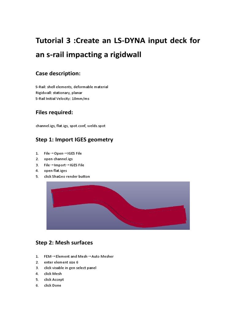 Tutorial 3 Create An LS-DYNA Input Deck For An S-Rail Impacting A Rigidwall | Download Free PDF ...
