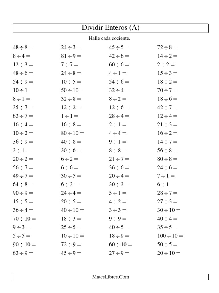 Divisiones Enteras | PDF