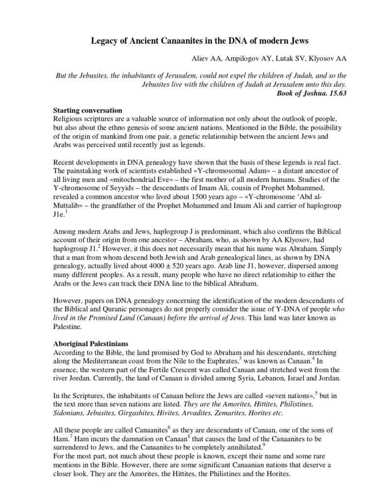 Legacy of Ancient Nites in The DNA of Modern Jews | PDF | Canaan | Hittites