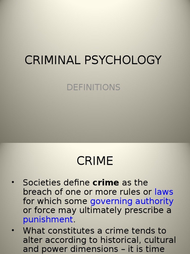 Criminal Psychology | PDF | Crime & Violence | Crime Thriller